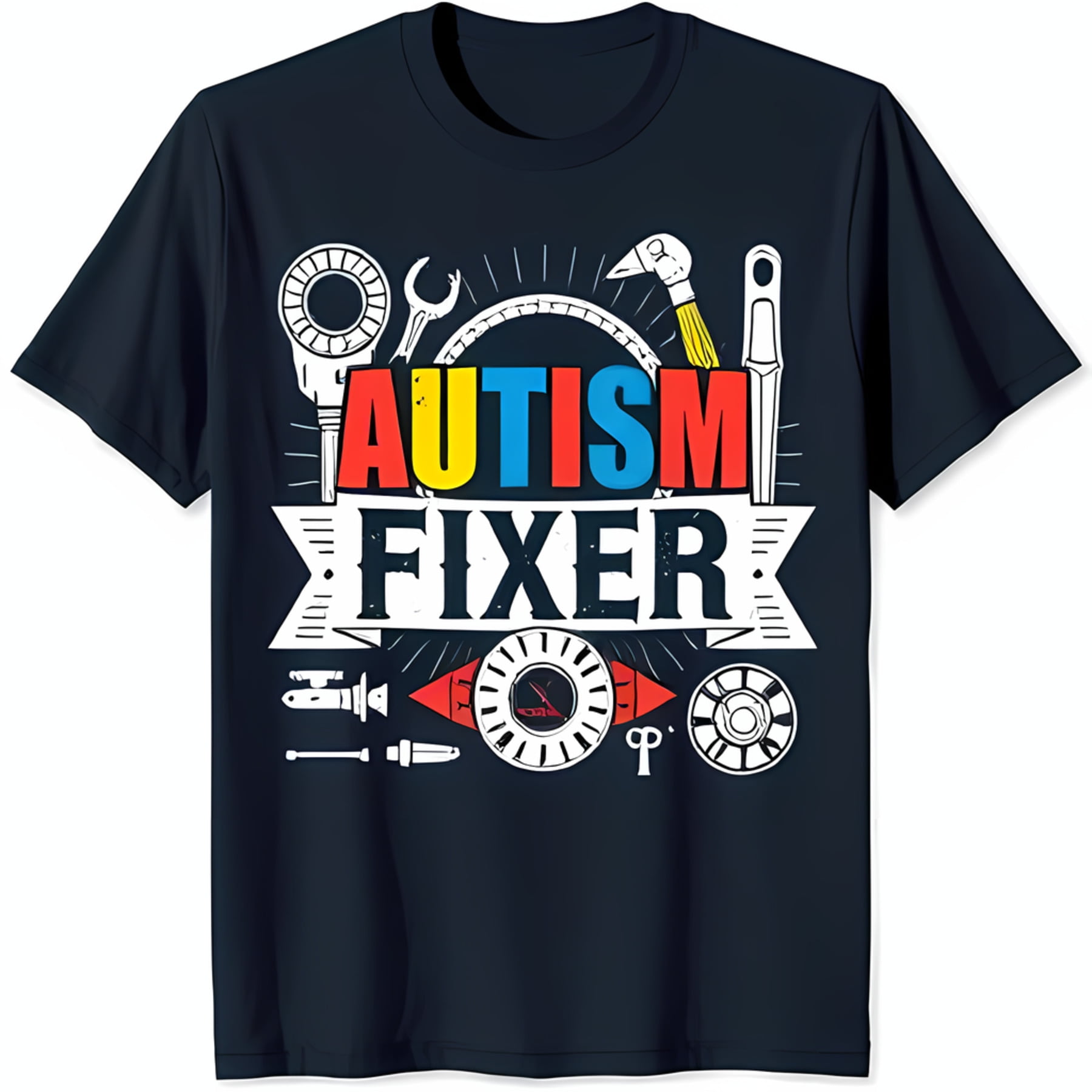 Blue T-Shirt with ' FIXER' Graphic & Tool Design - Walmart.com