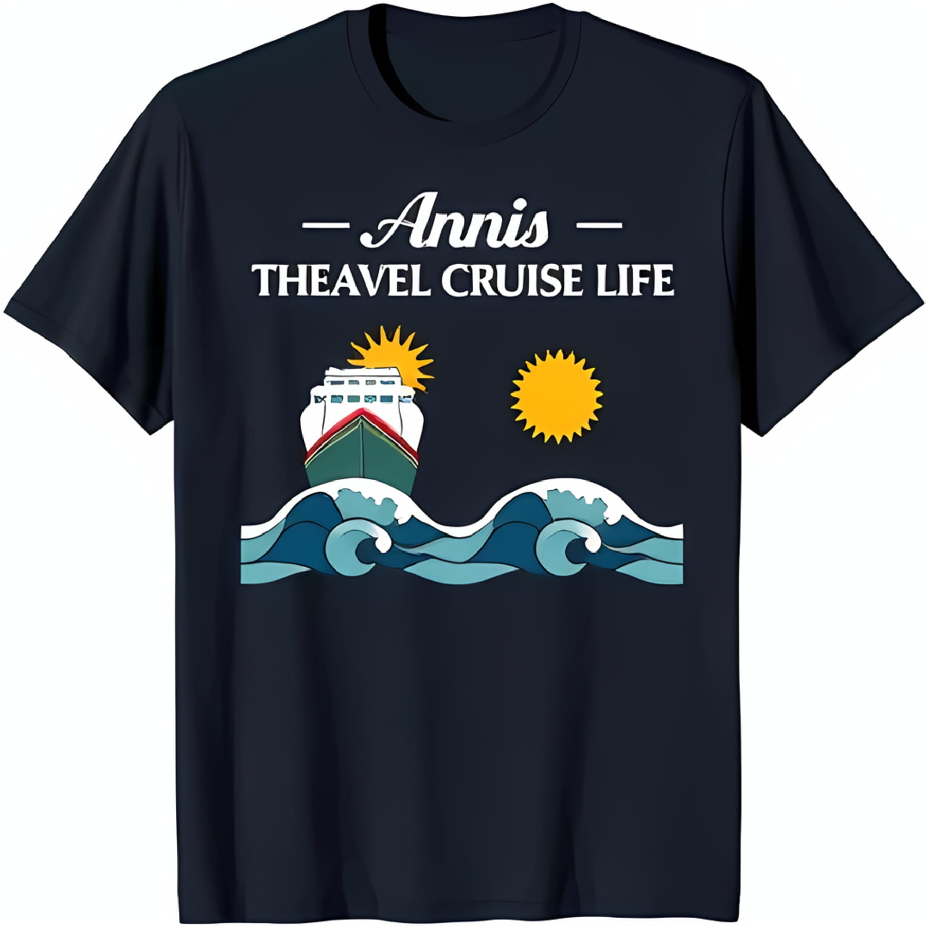Blue T-Shirt with Handwritten 'Annis' & 'Theavel Cruise Life' Design ...