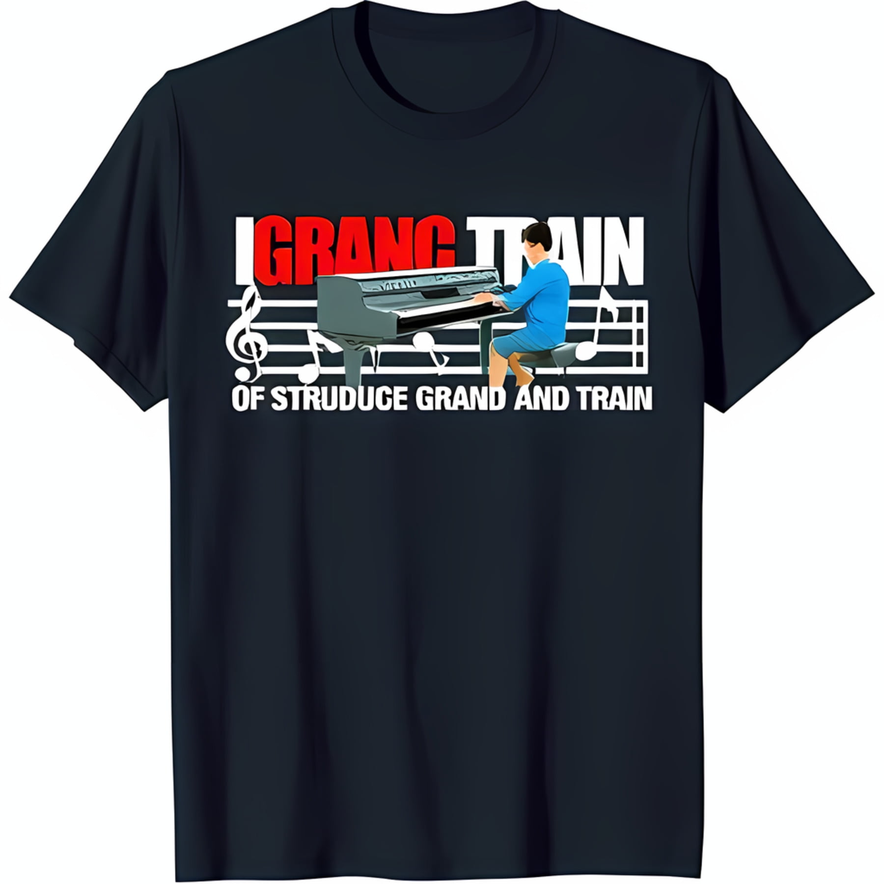 Blue T-Shirt with Piano Player Design 'I Granc ' & Musical Notes ...