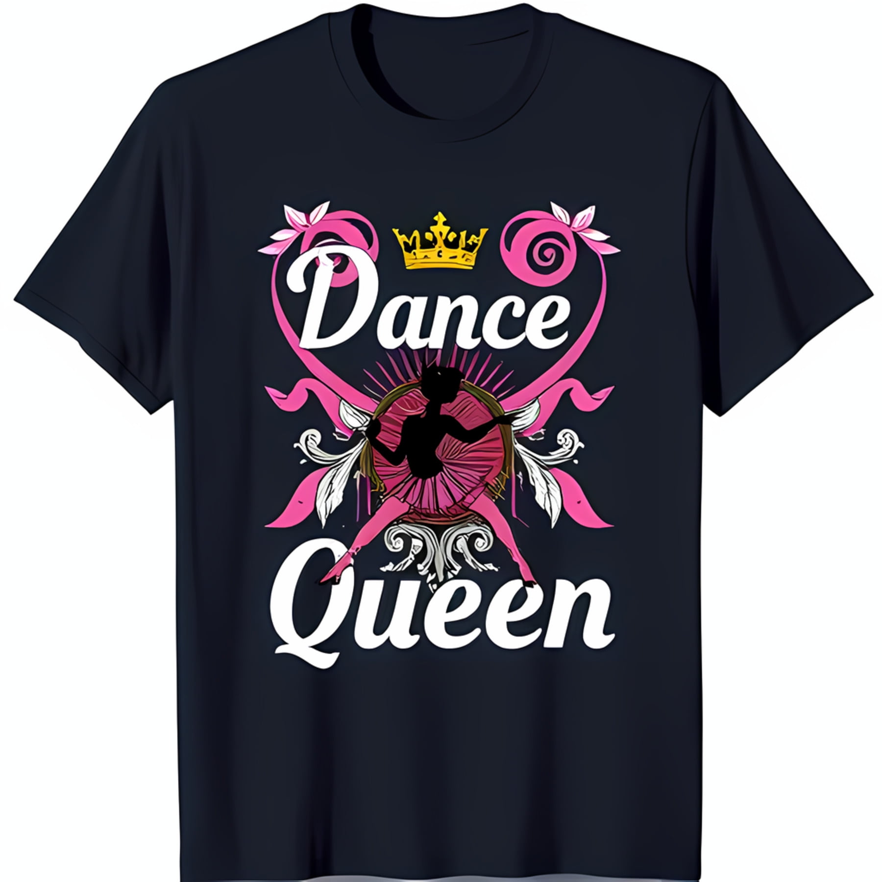 Blue T-Shirt with Pink Swirls & Crown Dance Queen Design - Walmart.com