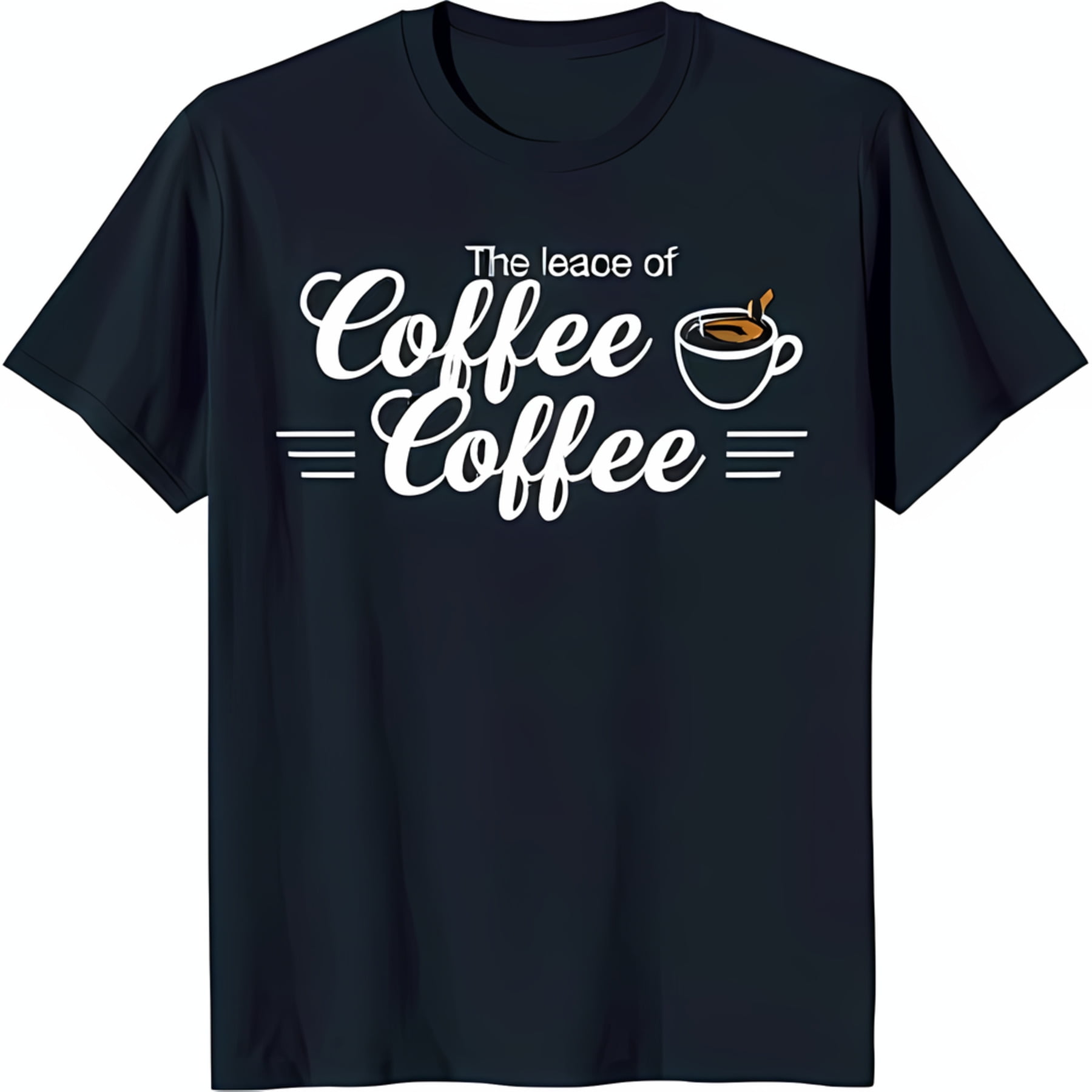 Blue T-Shirt with White Coffee Cup Graphic 'The Leace of Coffee ...