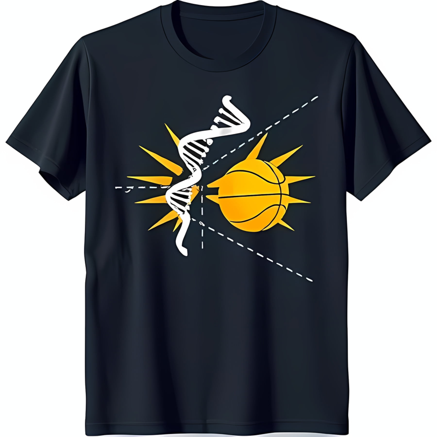 Blue T-Shirt with White DNA Strand & Design Yellow - Walmart.com