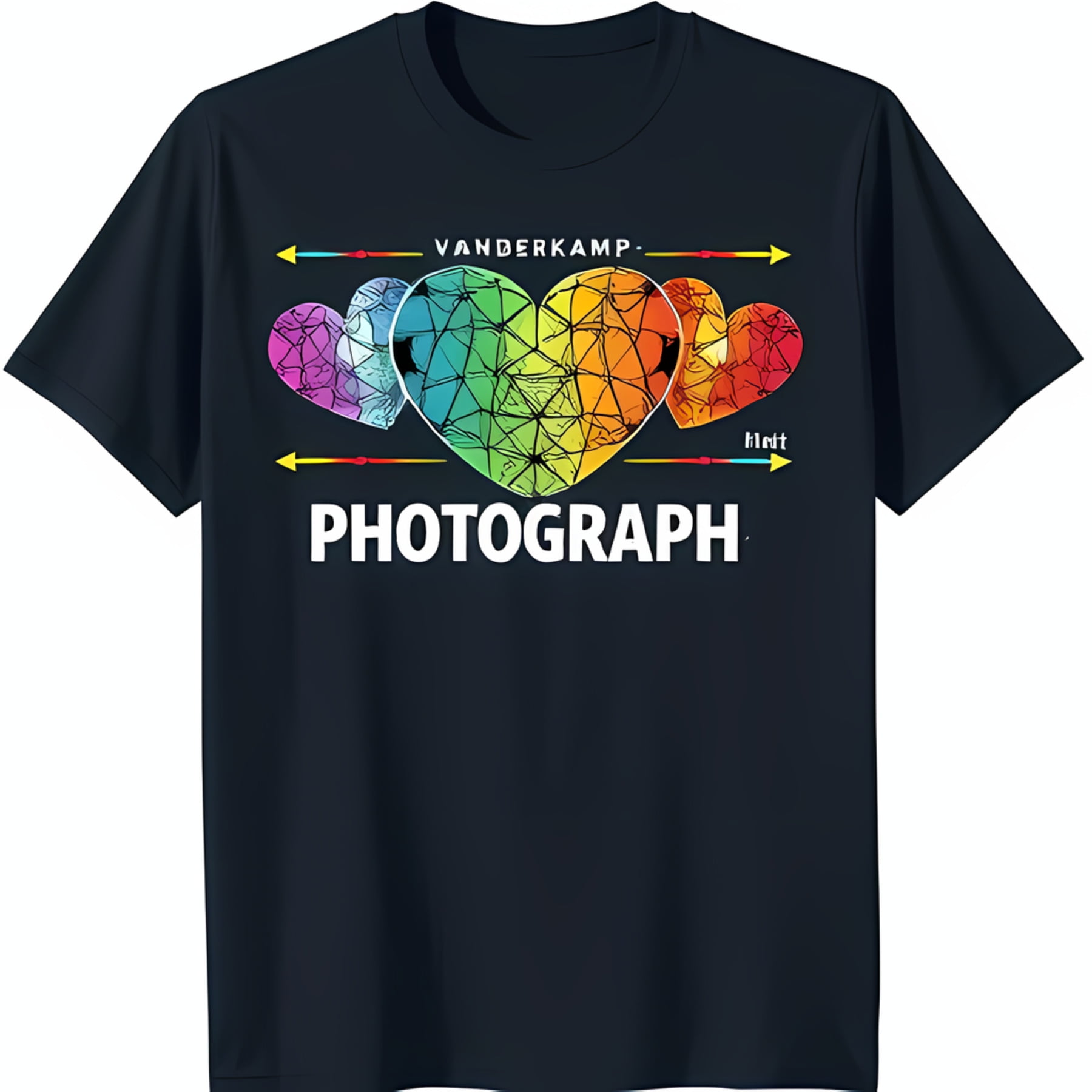 Blue T-Shirt with White Heart Graphic Design 'VANDERKAMP PHOTOGRAPH ...