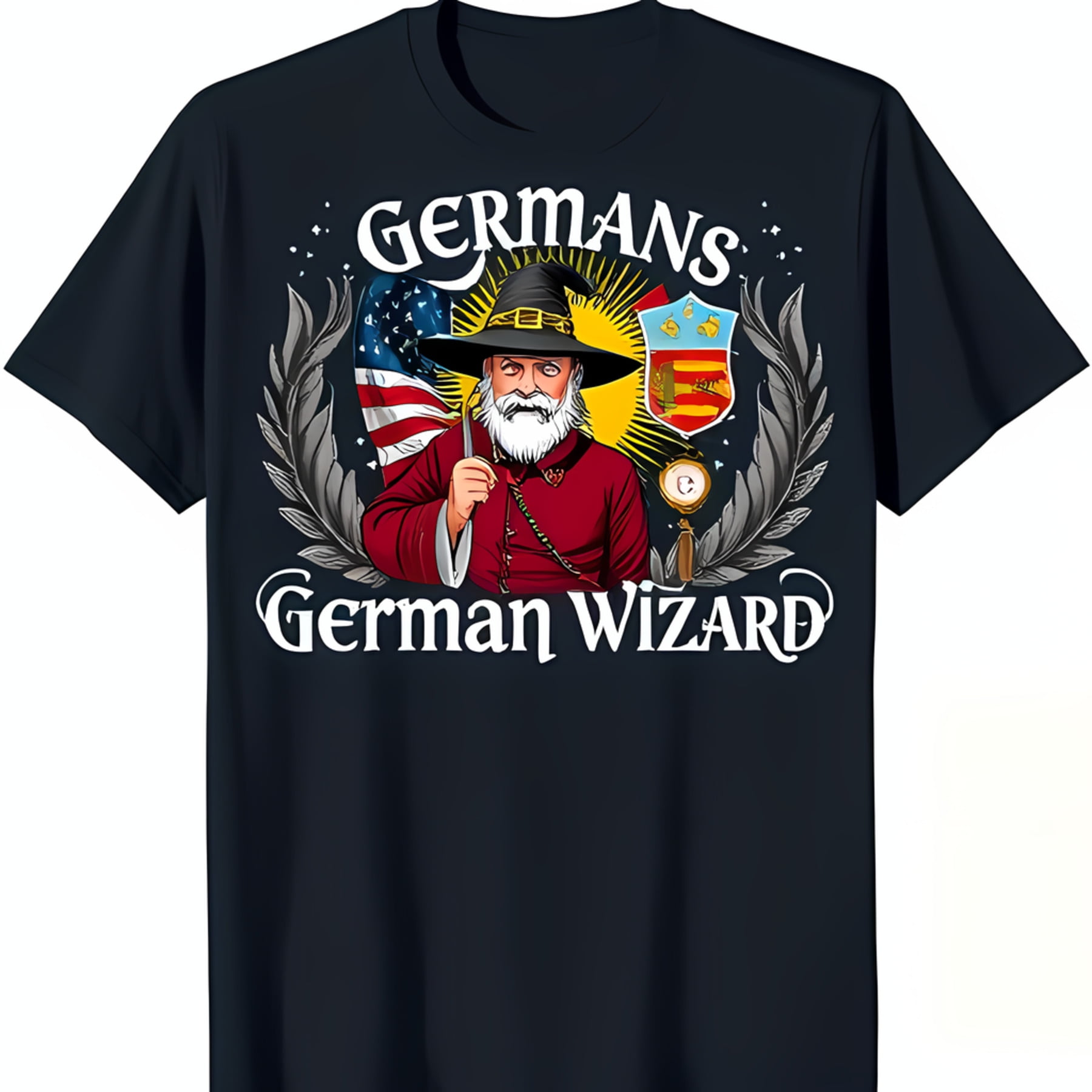 Blue T-Shirt with Wizard Graphic & German 'Germans German Wizard ...