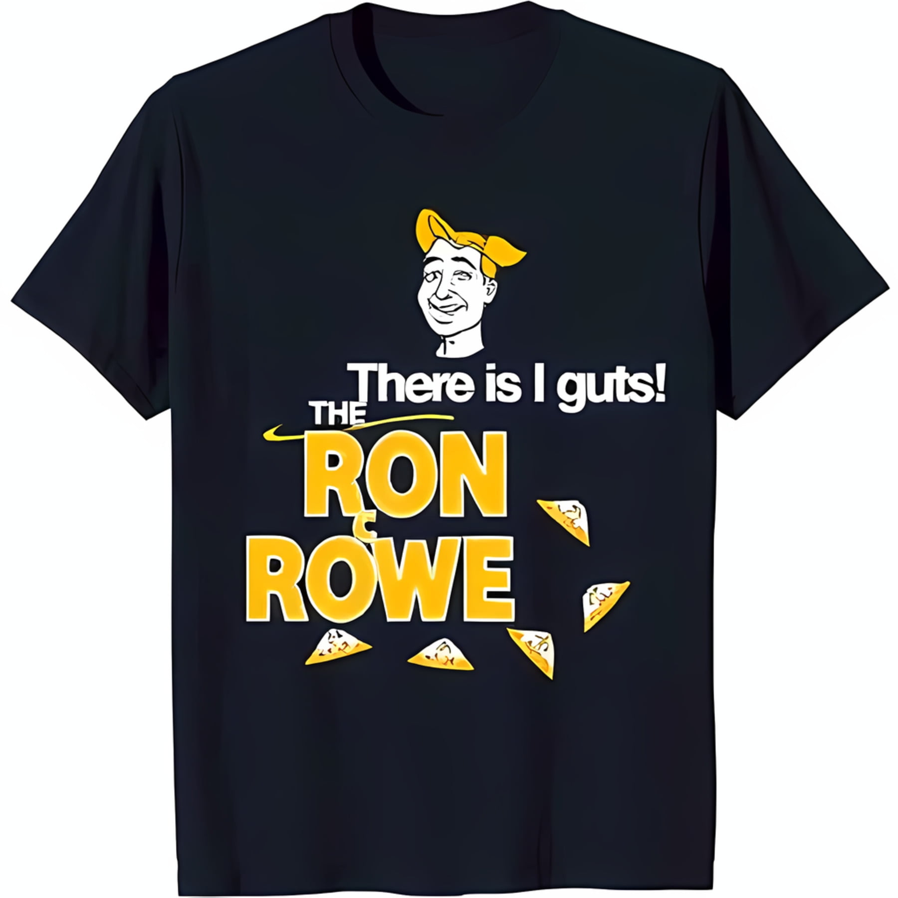 Blue T-Shirt with Yellow Graphic: 'There is I The Ron Rowe' Featuring ...