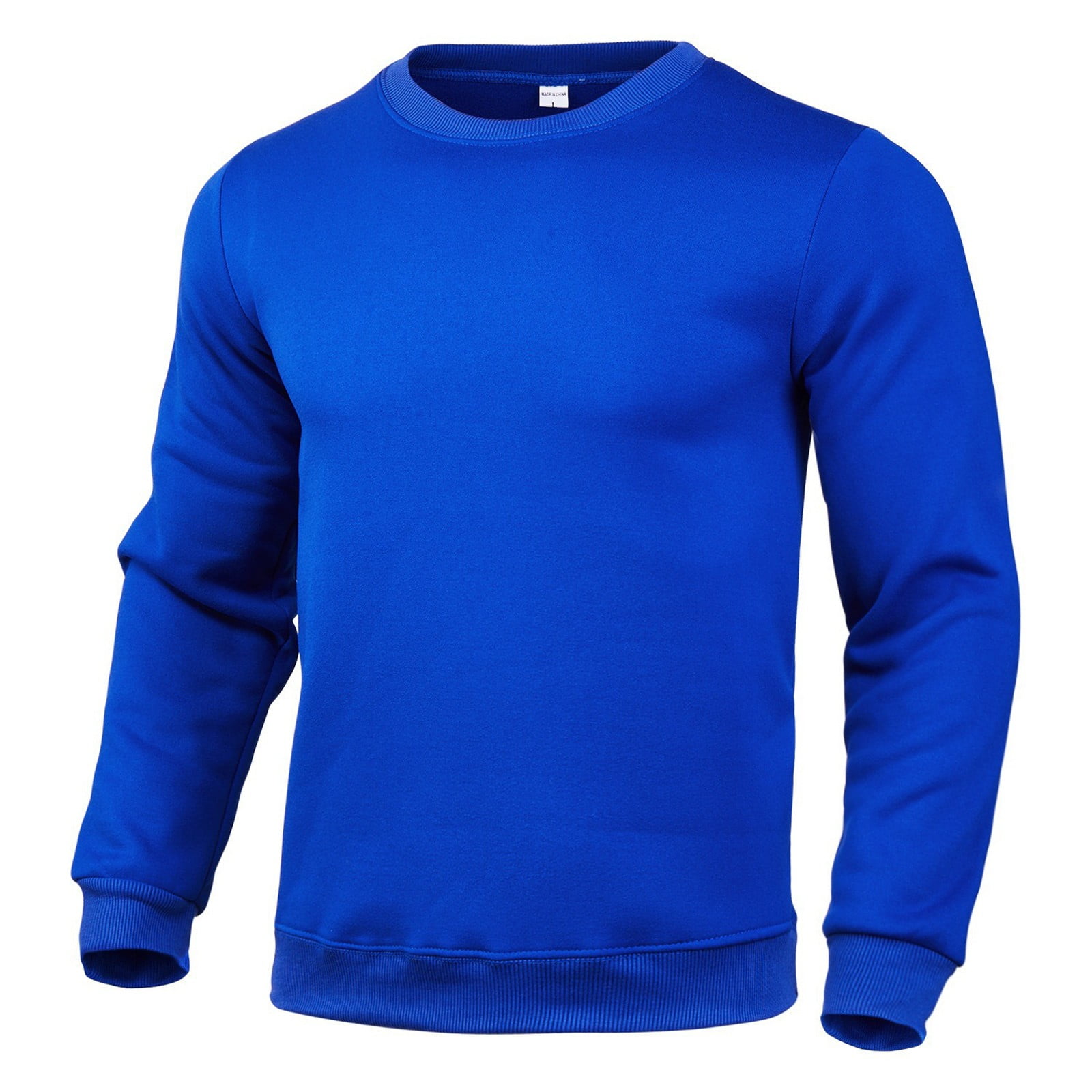 Blue T Shirts Men's Casual Sweatshirt O Neck Tops Solid Color Clothing ...
