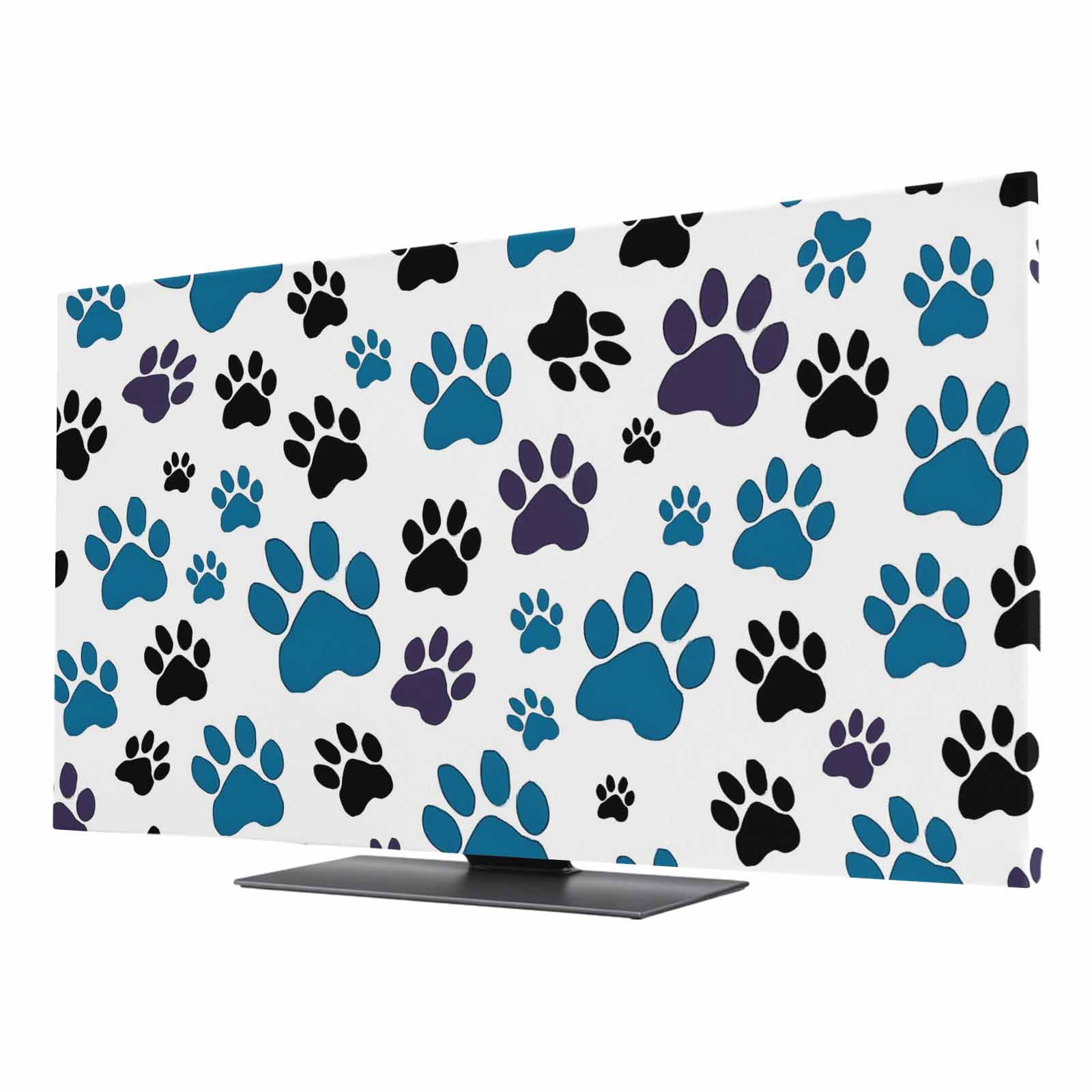 Blue and TV Dust Cover 24 Inch, Black Dog Paw Print Computer Monitor ...