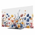 Blue and TV Dust Cover 43 Inch, Yellow Poppy Watercolor Floral Plants ...