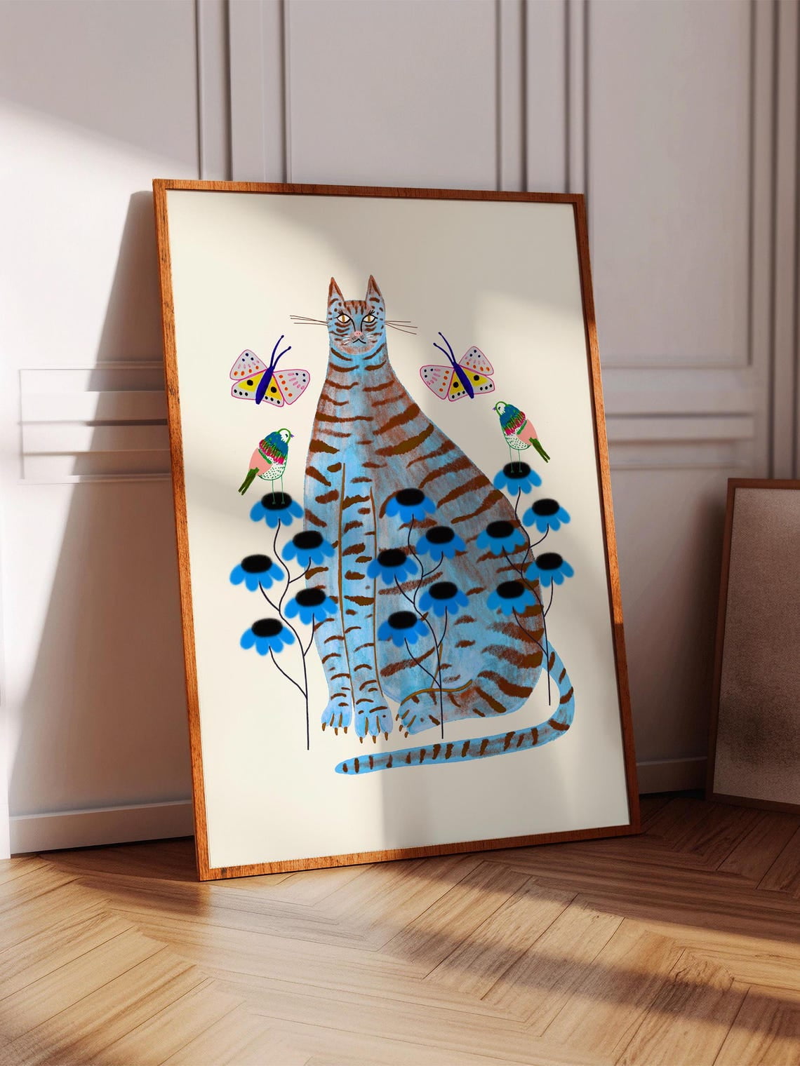 Blue Tabby Art Print, Cat Home Decor For Bedroom, Living Room, Kitchen ...