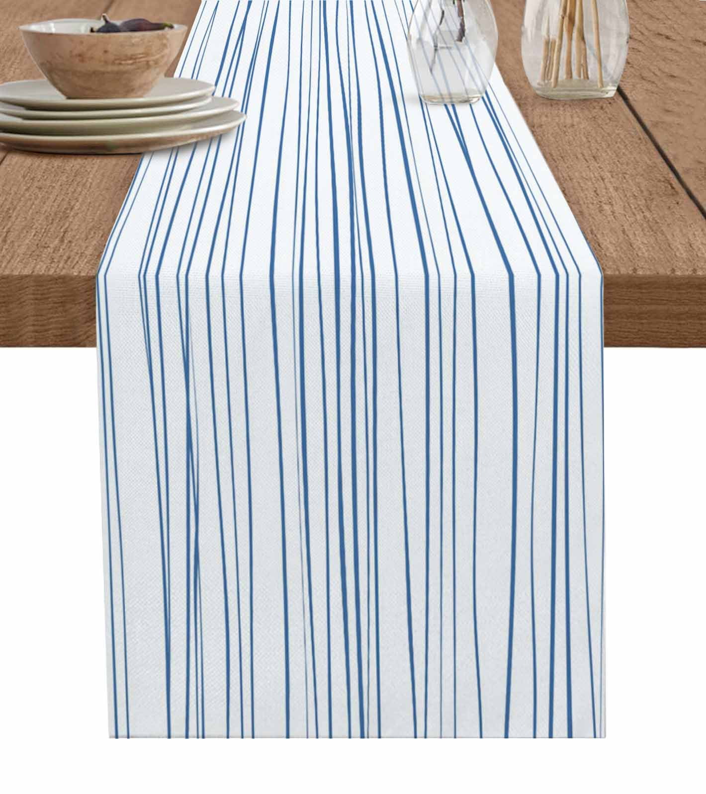 Blue Table Runner 72 Inches, Abstract Art Gradient Minimalist Modern ...