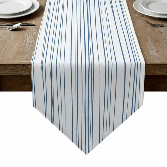 Blue Table Runner Linen Burlap Table Runner 120 Inches Long Abstract ...