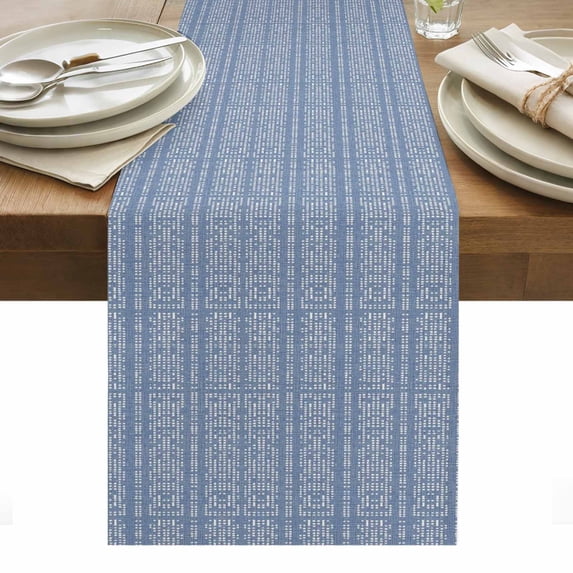 Blue Table Runner Modern Geometric Abstract Art Aesthetics Tablerunners ...