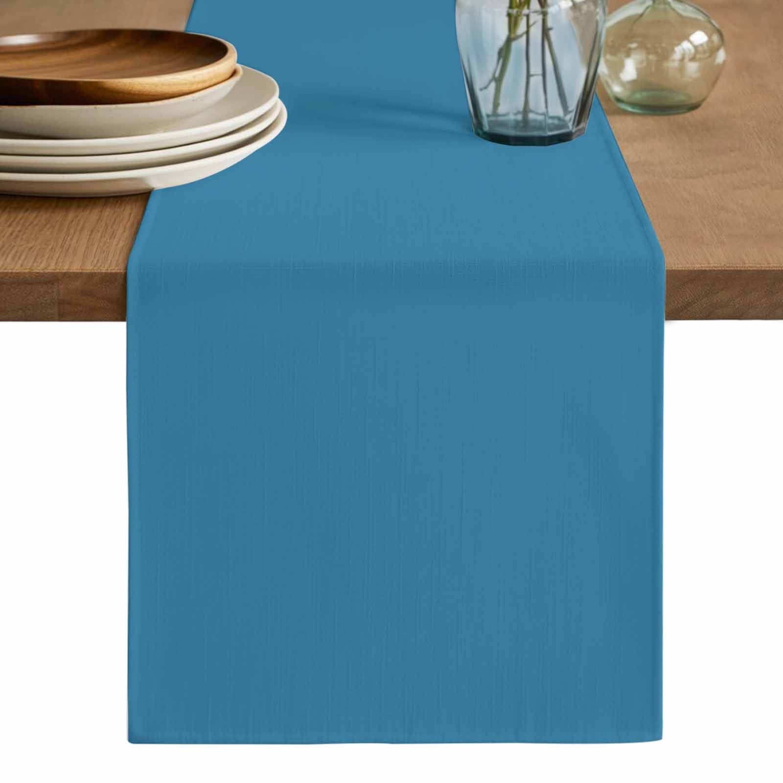 Blue Table Runner, Modern Pure Wave Ride Washable Cotton Linen Table ...