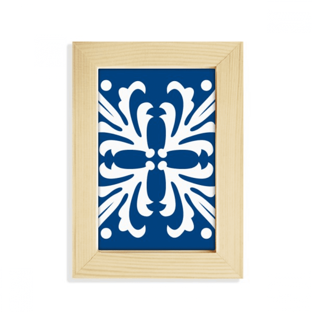Blue Talavera Pattern Flower Ilustration Desktop Display Photo Frame ...