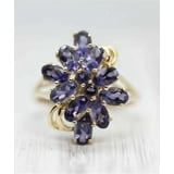 Blue Tanzanite Flower Ring 14K Yellow Gold Plated 925 Sterling Silver ...