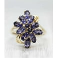 Blue Tanzanite Flower Ring 14K Yellow Gold Plated 925 Sterling Silver ...