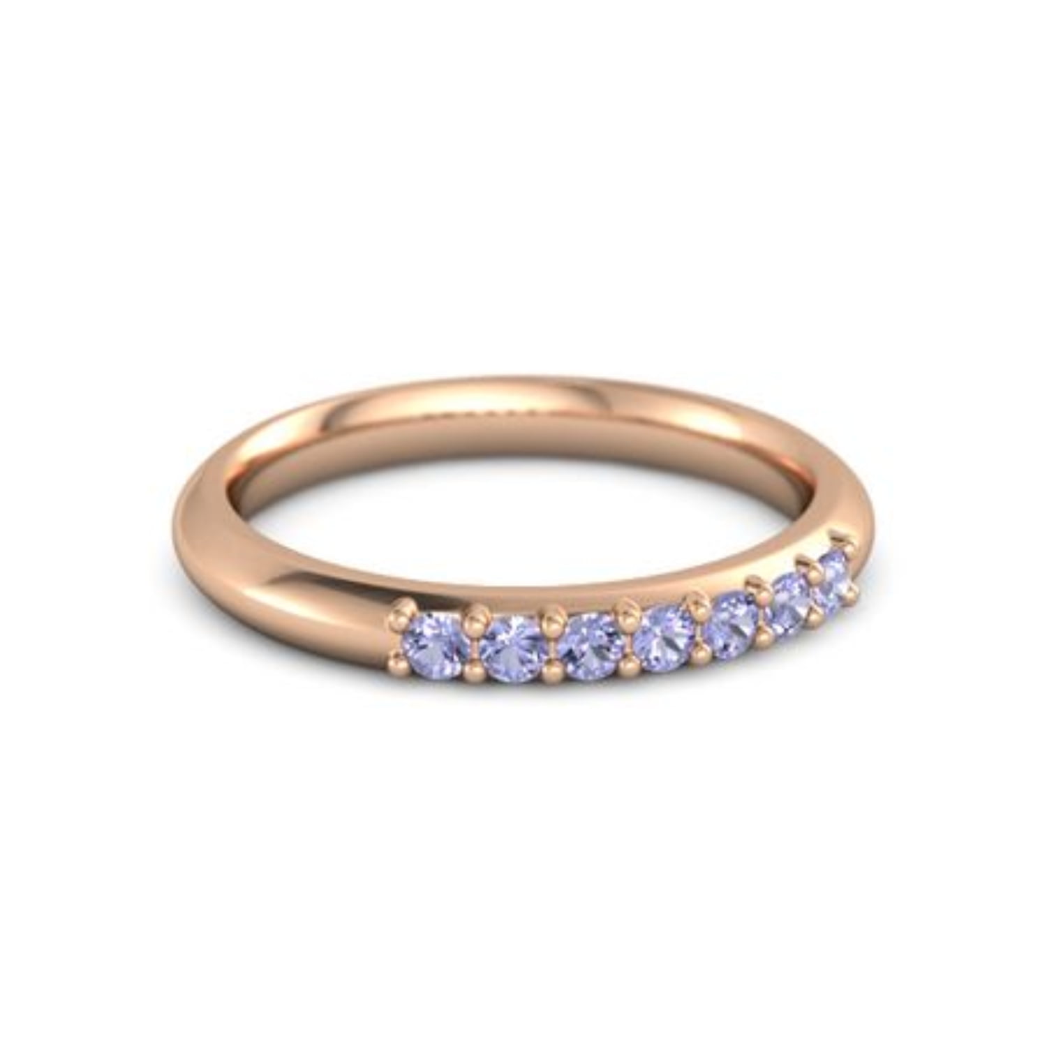 Blue Tanzanite Half Eternity Stacking Band Ring Silver Rose Gold Plated ...