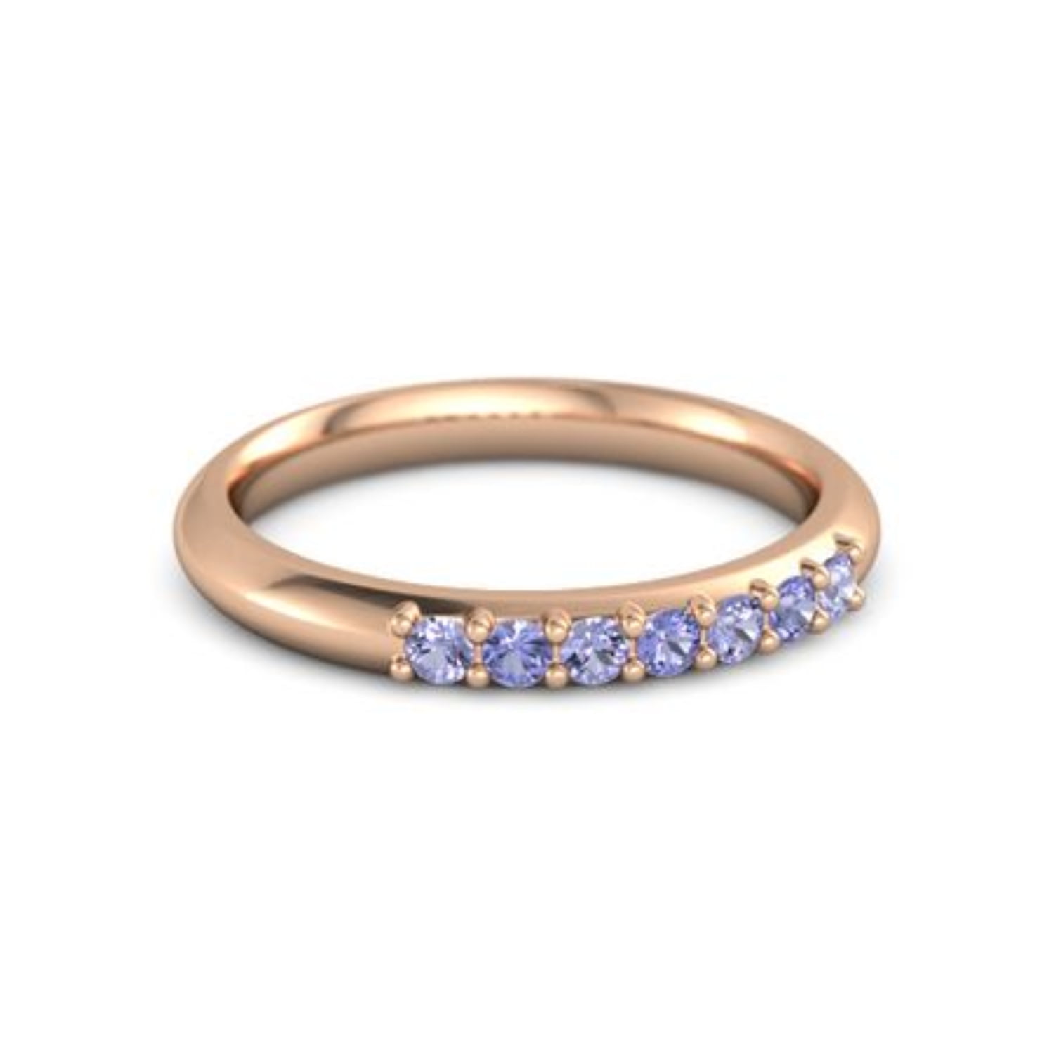 Blue Tanzanite & Iolite Half Eternity Delicate Band Ring Silver Rose ...