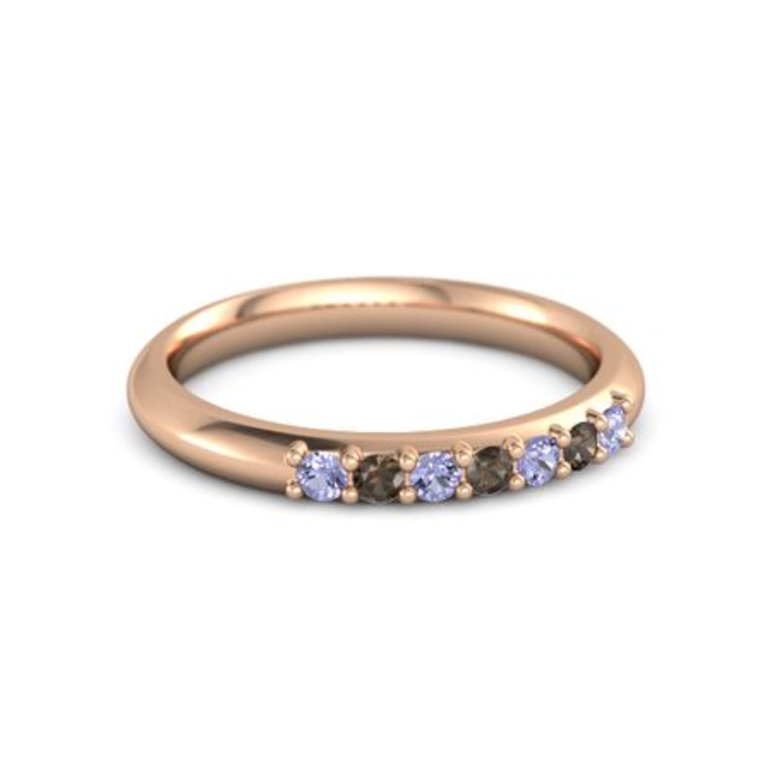 Blue Tanzanite & Smoky Quartz Half Eternity Stackable Band Ring Silver ...