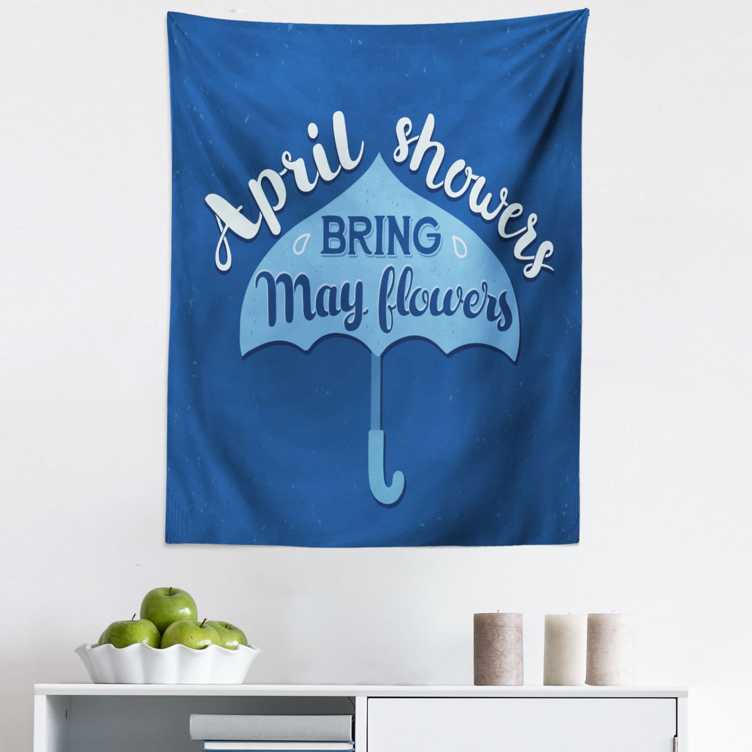Blue Tapestry, April Showers Bring May Flowers with an Umbrella Hand ...
