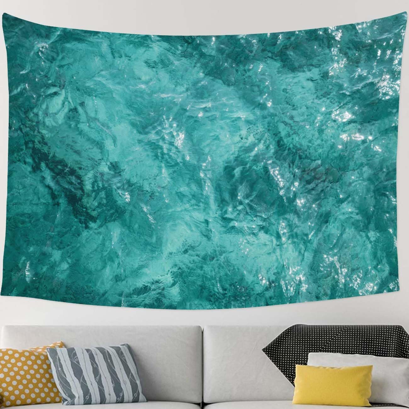 Blue Tapestry Art Wall Hanging For Living Room Blue Ocean Water Soft ...