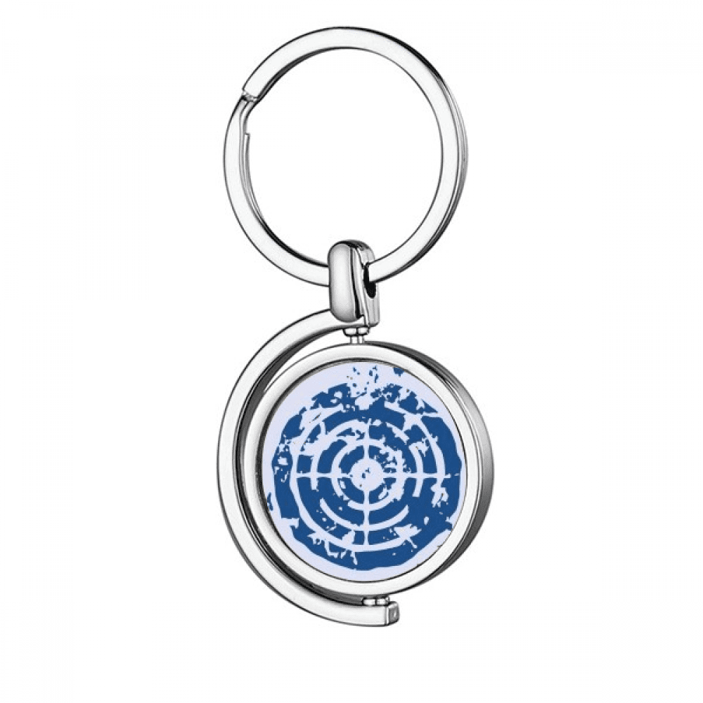 Blue Target Design Round Illustration Pattern Rotating Keychain Metal ...