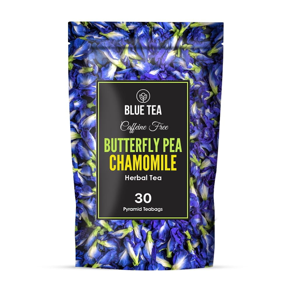 Blue Tea Butterfly Pea Flower Chamomile Herbal Tea - 30 Pyramid Tea ...