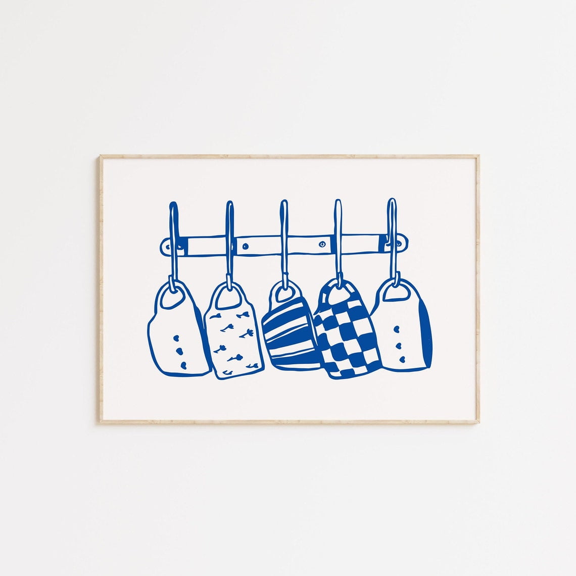 Blue Tea Cup Poster, Horizontal Kitchen Wall Art, Coffee Bar Decor, Mid ...