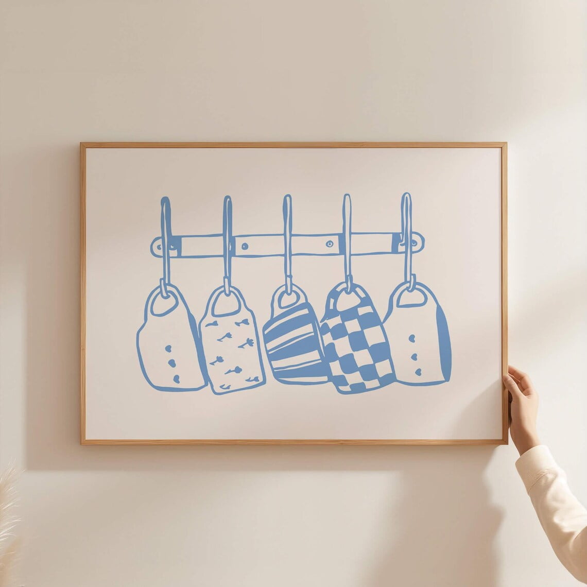 Blue Tea Cup Poster Mid,Century Modern Kitchen Art Poster Decor For ...