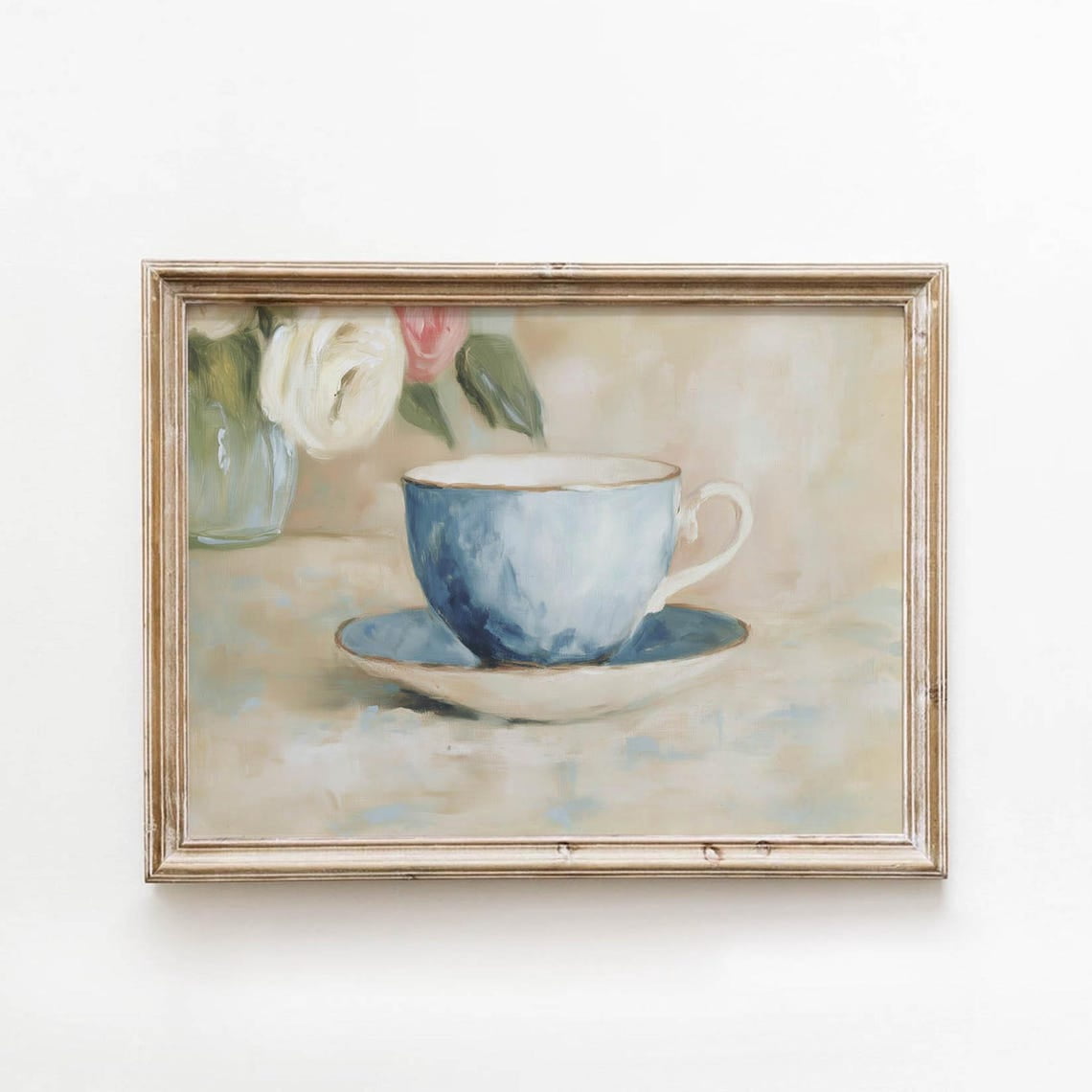 Blue Teacup Cottagecore Vintage Style Cozy Still Life Neutral Decor ...
