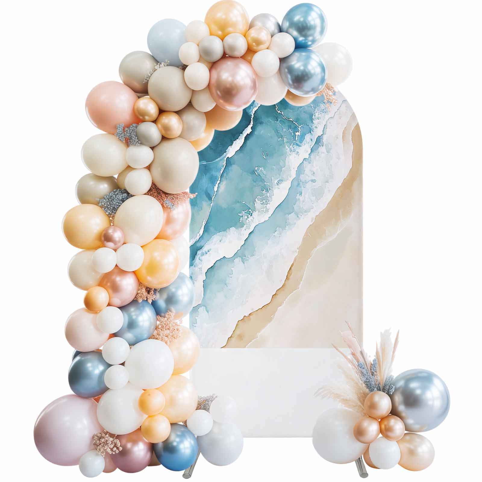 Blue Teal Beach Coastal Arch Backdrop Cover 7.2x4 Ft, Spandex Wedding ...