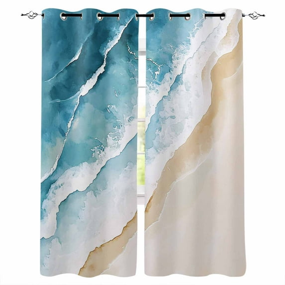 Blue Teal Beach Coastal Blackout Curtains 54 Inches Long, Summer ...
