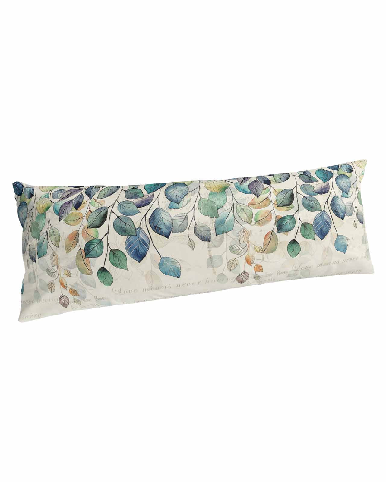 Blue Teal Botanical Body Pillow Covers, Weeping Fall Eucalyptus Leaves ...