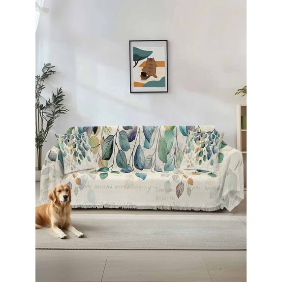 Blue Teal Botanical Couch Cover Sofa Covers 3 Cushion Sectional Couch ...