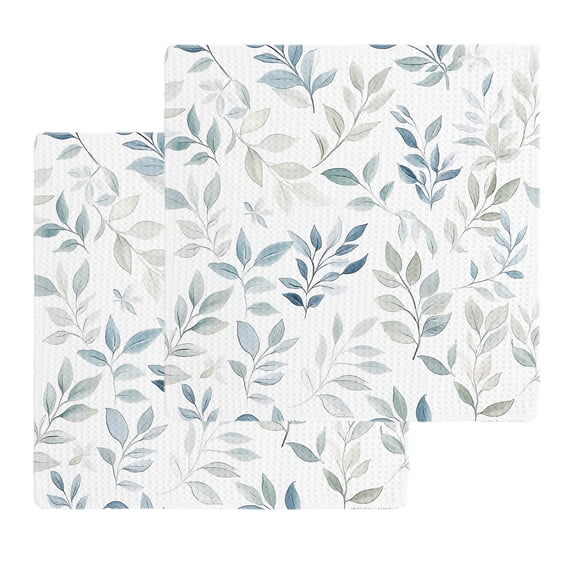 Blue Teal Botanical Kitchen Dish Towels for Drying Dishes Set of 2 ...