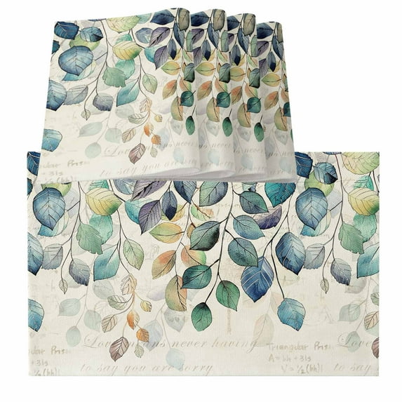 Blue Teal Botanical Placemats for Dinning Table Set of 6,Weeping Fall ...