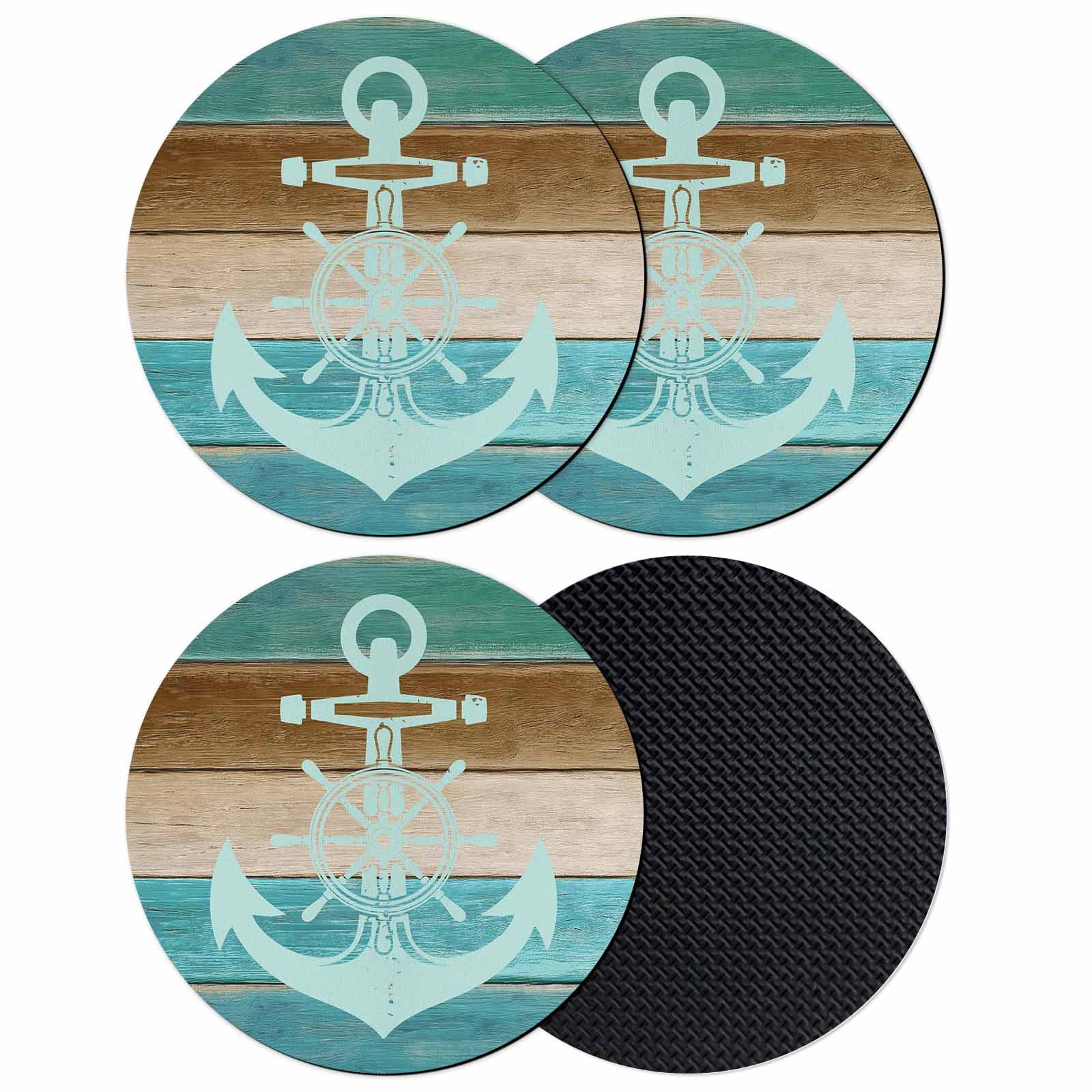 Blue Teal Brown Coasters Set of 4, Absorbent Coasters for Drinks ...