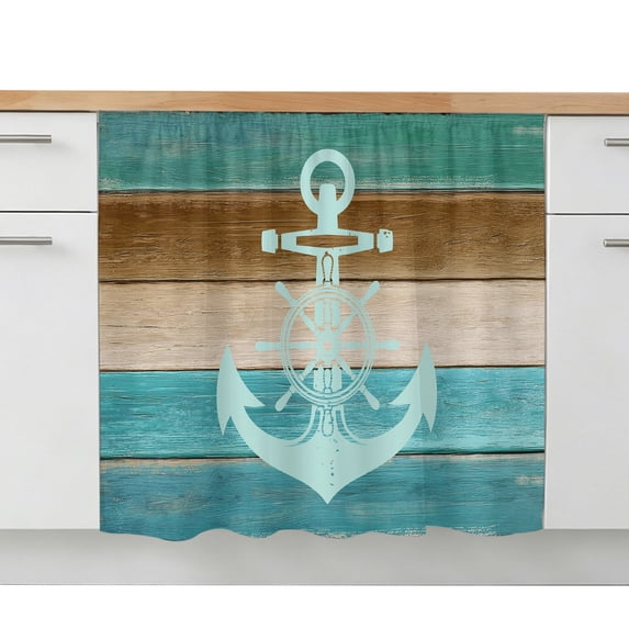 Blue Teal Brown Sink Skirt 10"W x 11"L,Dustproof Under Sink Curtain ...