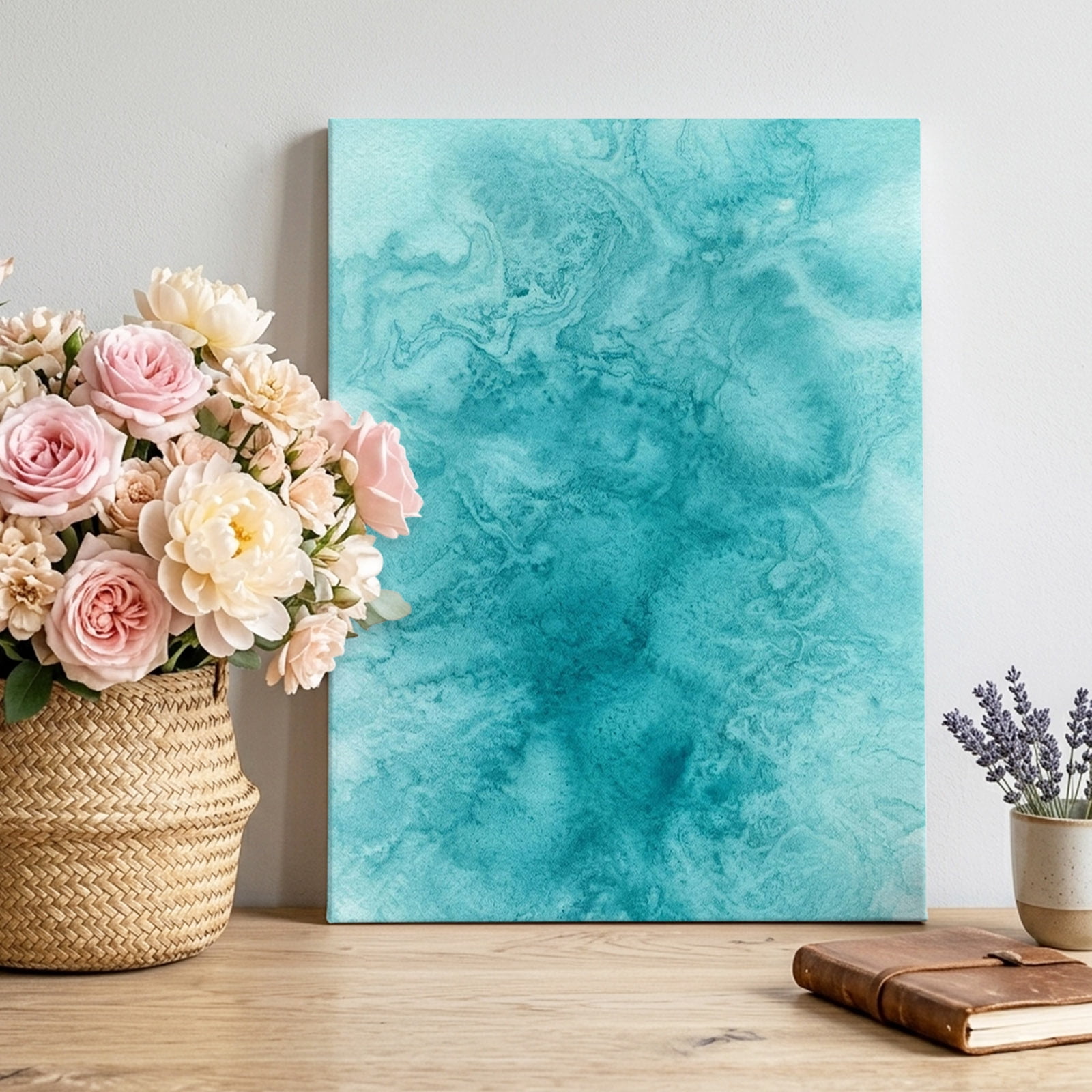 Blue Teal Clouds Canvas Wall Art for Living Room, Modern Abstract Art ...