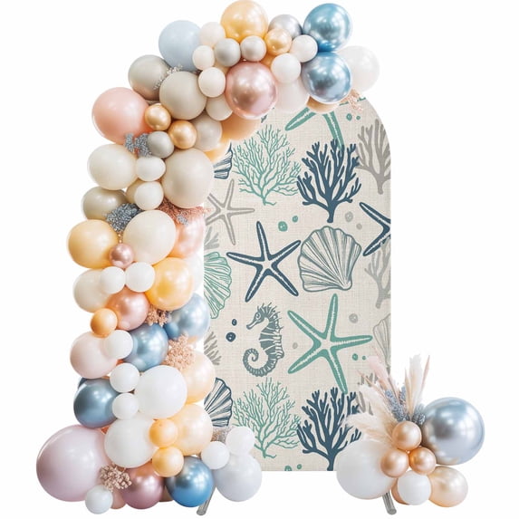 Blue Teal Coastal Arch Backdrop Cover 4x1.65 Ft,Spandex Wedding Arch ...