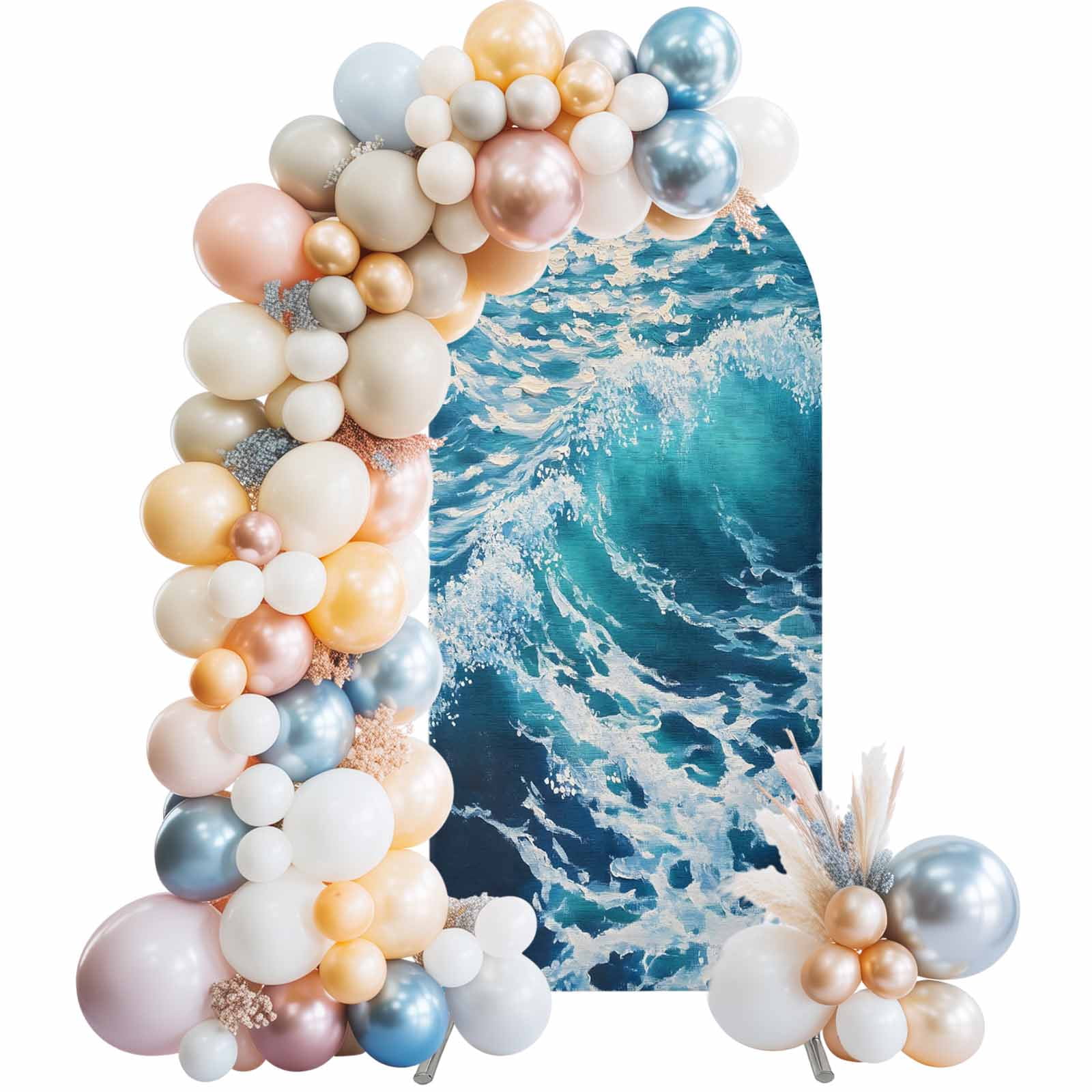 Blue Teal Coastal Arch Backdrop Cover 6.6x3.3 Ft, Spandex Wedding Arch ...