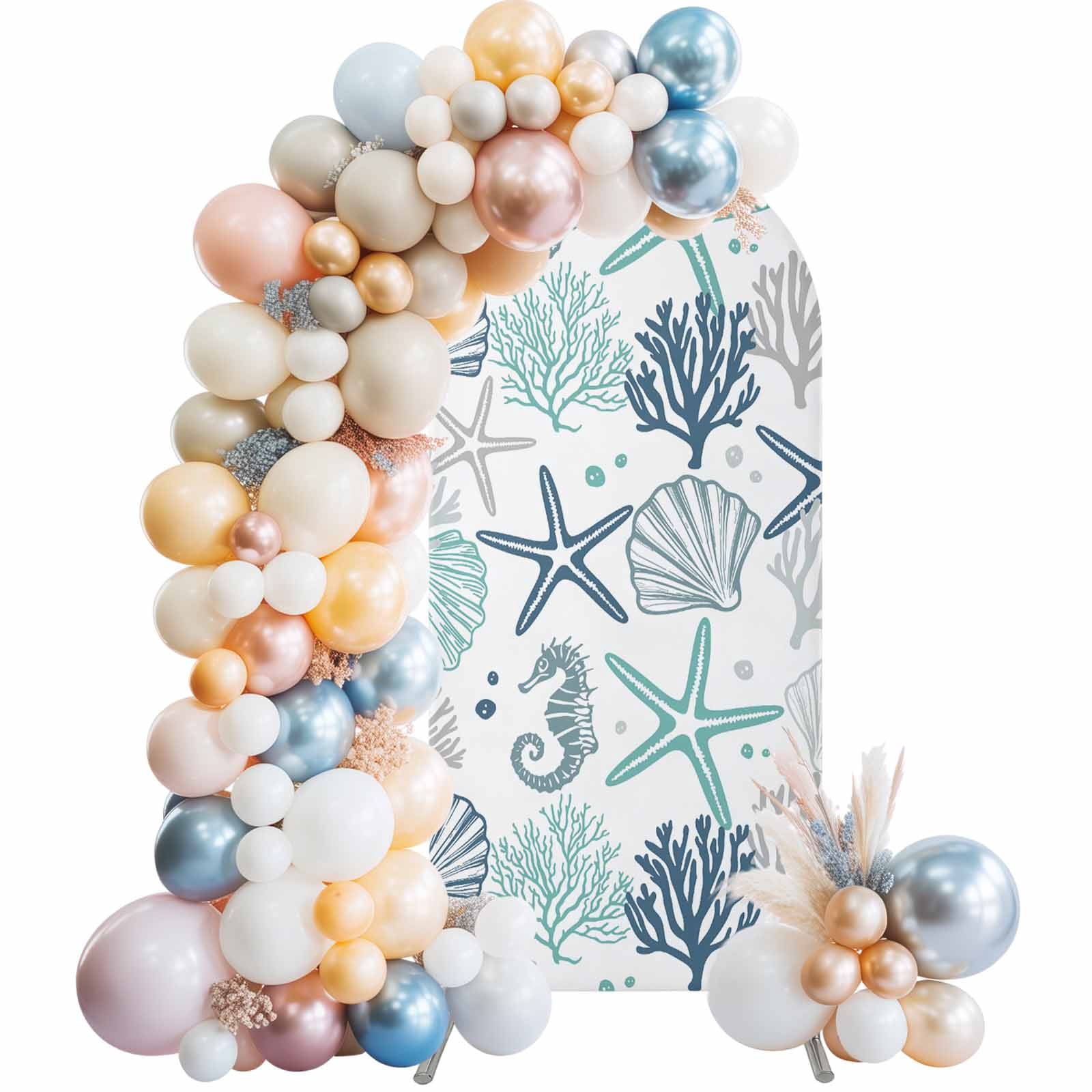 Blue Teal Coastal Arch Backdrop Cover 6.6x3.3 Ft, Spandex Wedding Arch ...