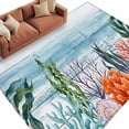 Blue Teal Coastal Area Rug 8x10 Washable Rug Non Slip Wooden Nautical ...
