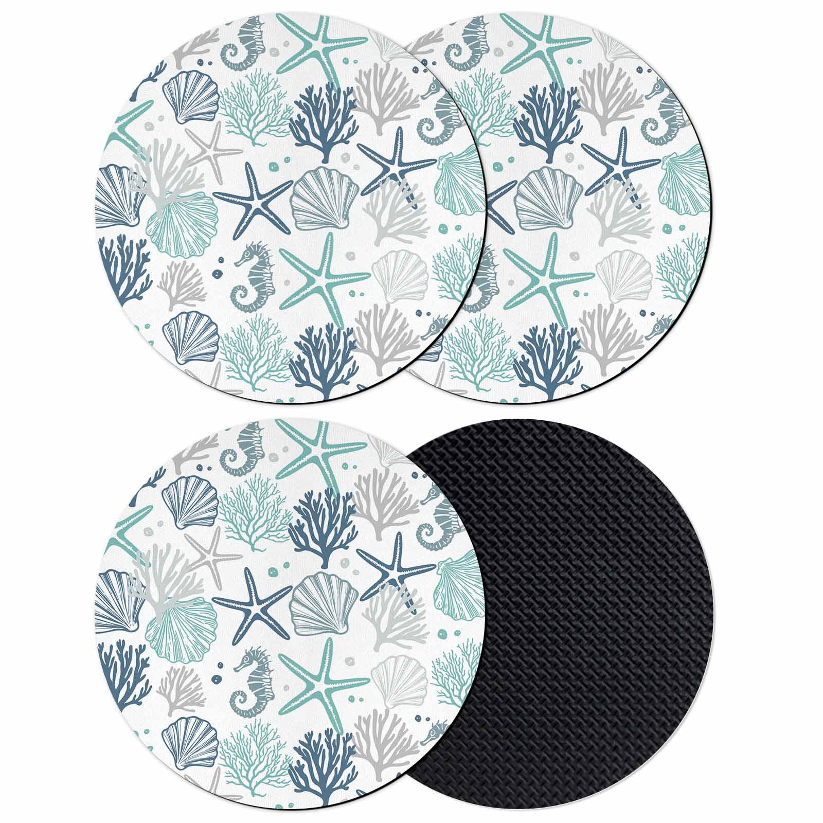 Blue Teal Coastal Coasters Set of 4, Soft Absorbent Coasters for Drinks ...