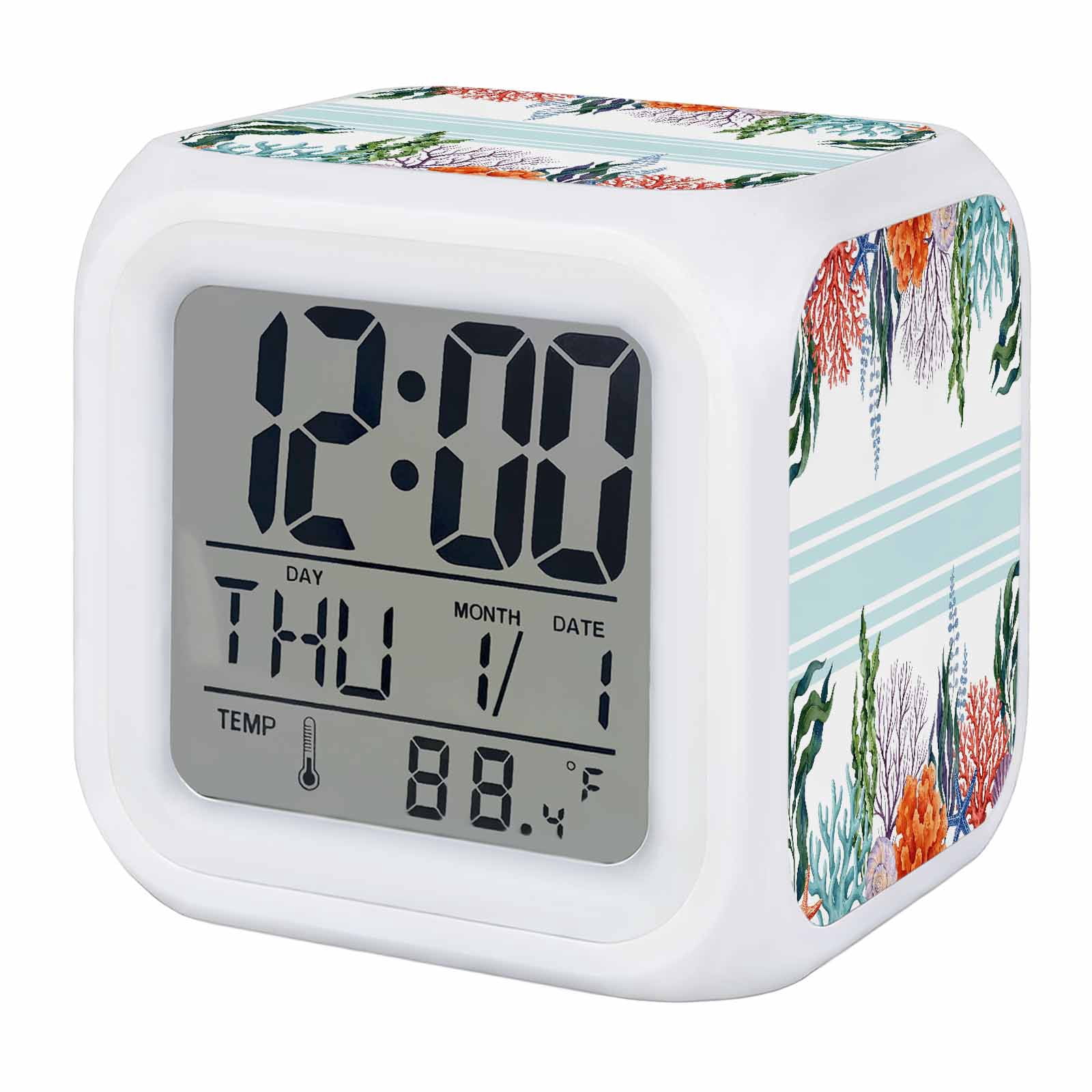 Blue Teal Coastal Digital Alarm Clock for Bedrooms,Smart LED Alarm ...