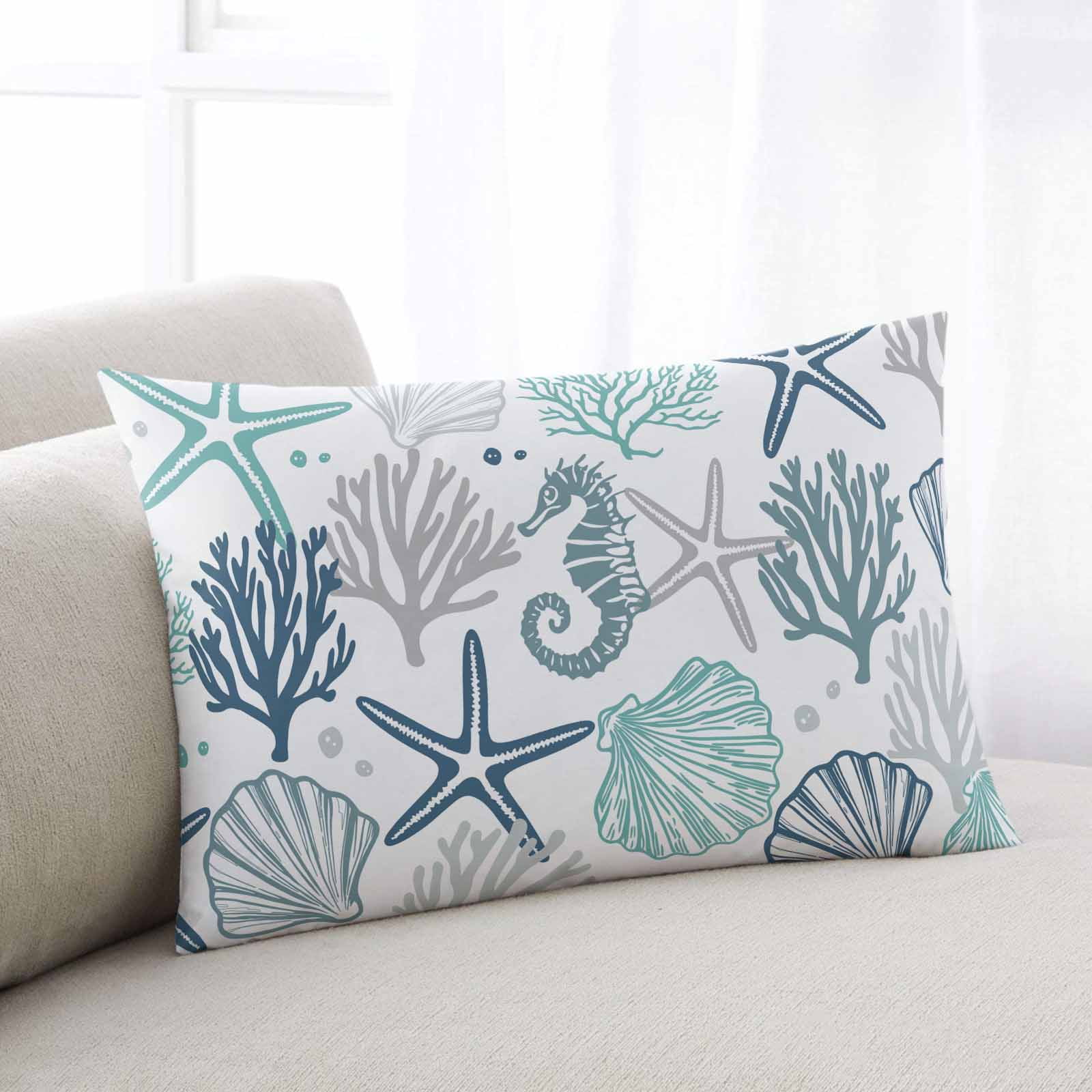 Blue Teal Coastal King Size Pillow Cover, Pillowcase Protectors with ...
