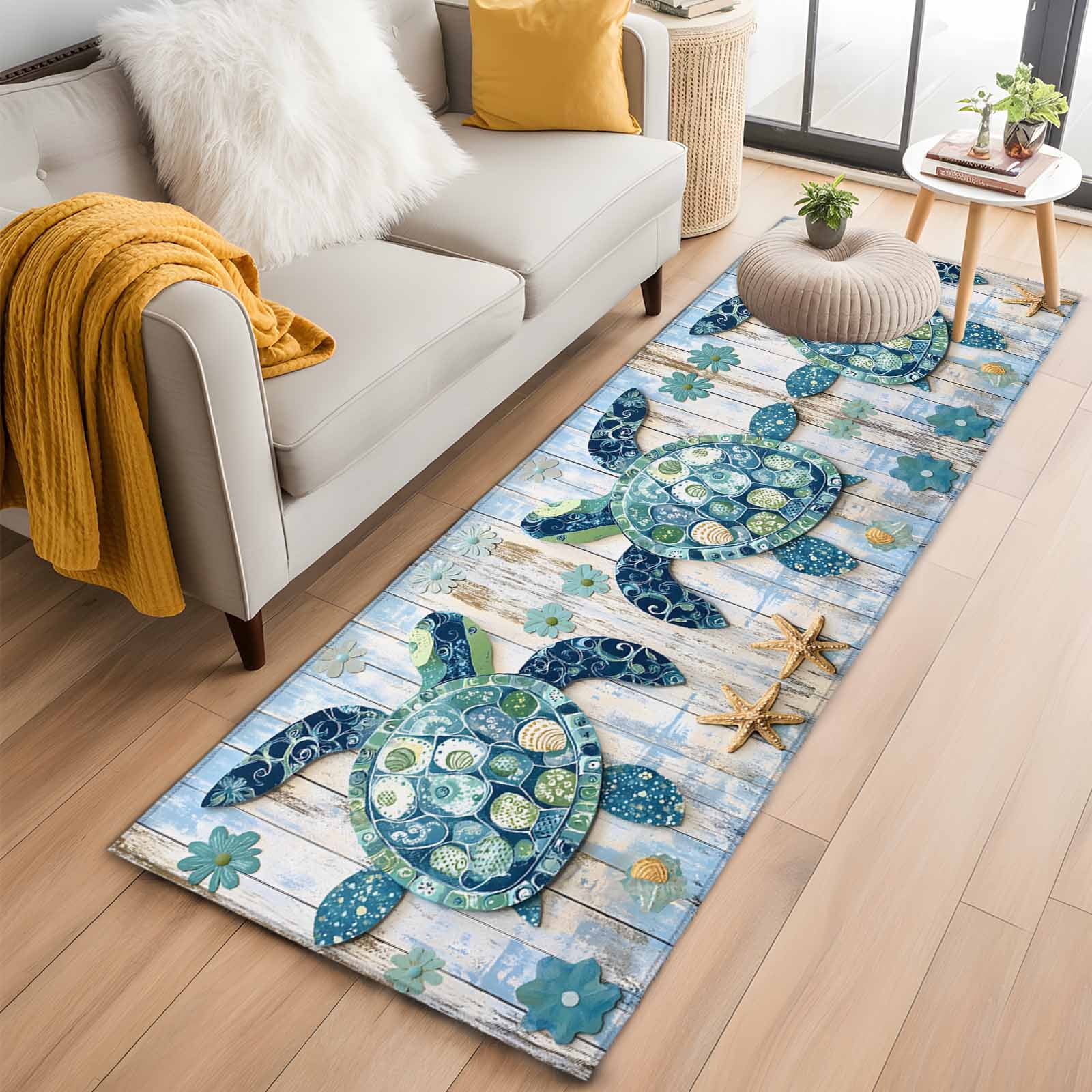 Blue Teal Coastal Kitchen Runner Rug 2x6 Washable Runners for Hallway ...