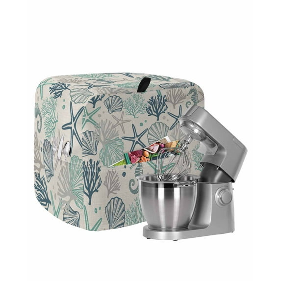 Blue Teal Coastal Stand Mixer Dust Cover with Storage Pocket & Handles ...