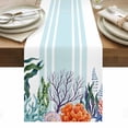 Blue Teal Coastal Table Runner Nautical Ocean Coral Farmhouse Striped ...