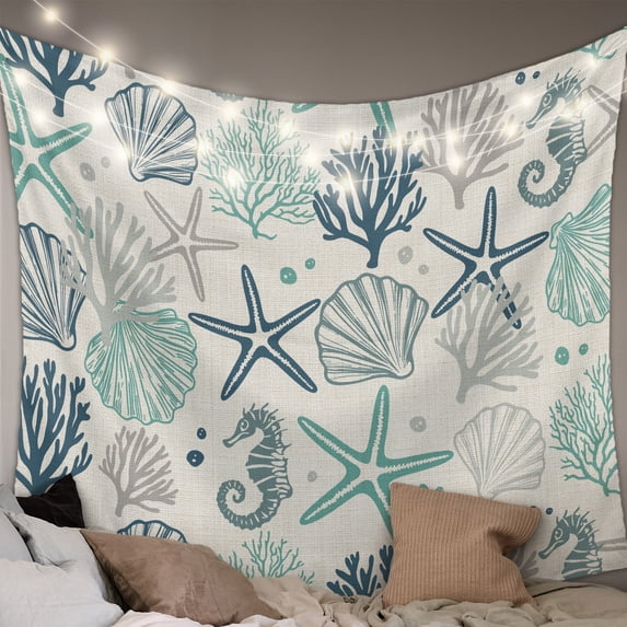 Blue Teal Coastal Tapestry for Bedroom Wall Hanging Tapestry,Summer ...